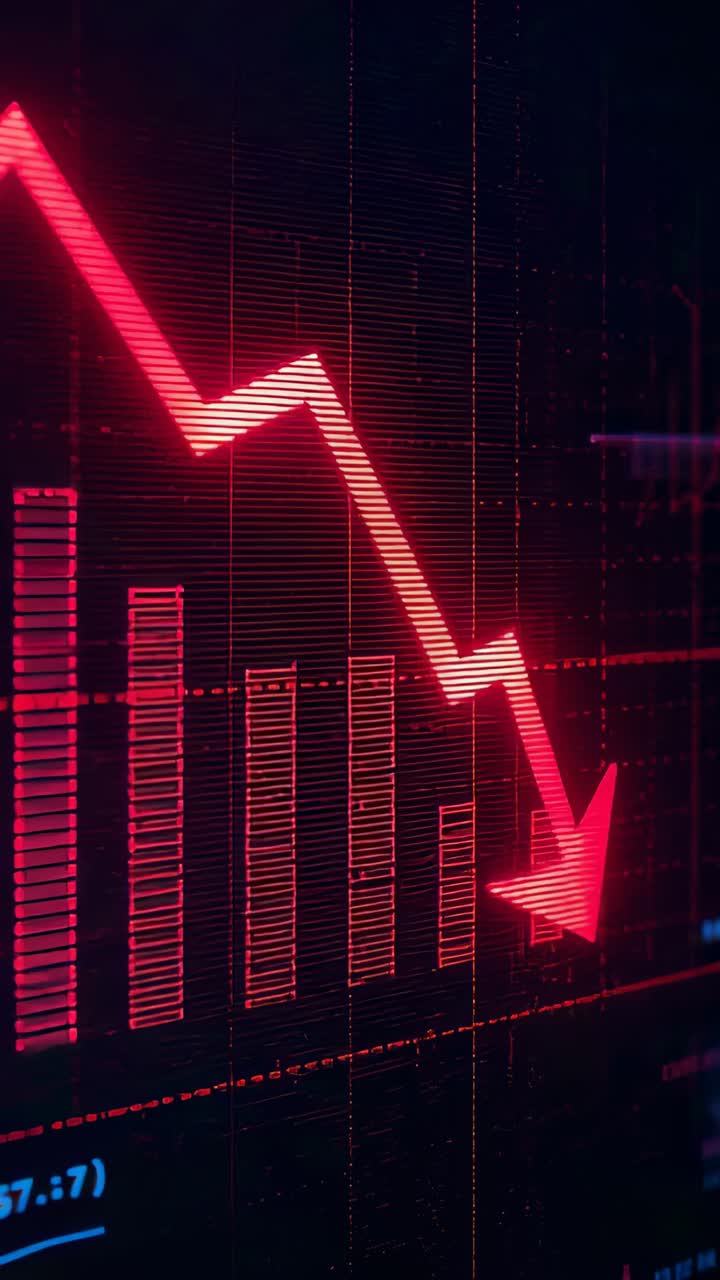 Vertical video: Starting frames red jagged line falling on screen with ...