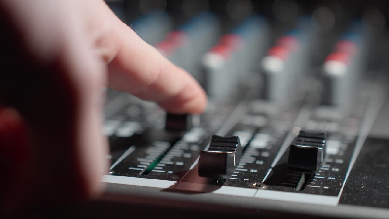 Man's Finger Increase The Volume On The Sound Control Panel Mixer ...