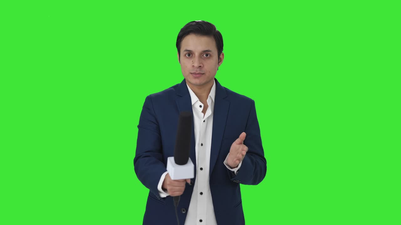 Indian reporter asking questions to someone Green screen | Premium ...