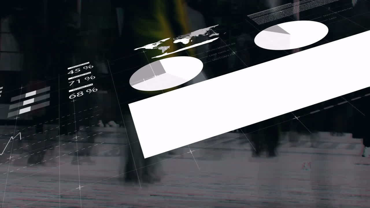 Displaying animation of pie charts and percentages over blurred world map background | Vidéo de ...