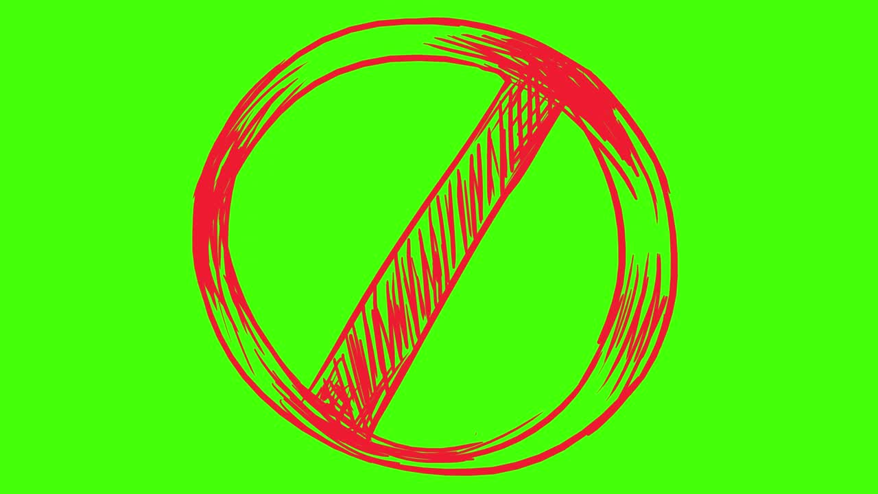 Animation of the ban sign in the doodle style | Premium Stock Video Footage