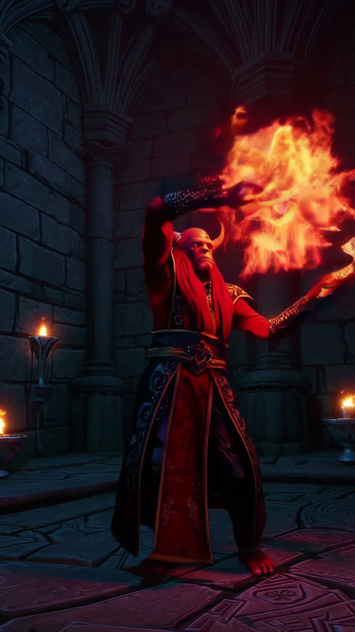Powerful Dark Mage in a Fantasy Setting | Premium Stock Video Footage