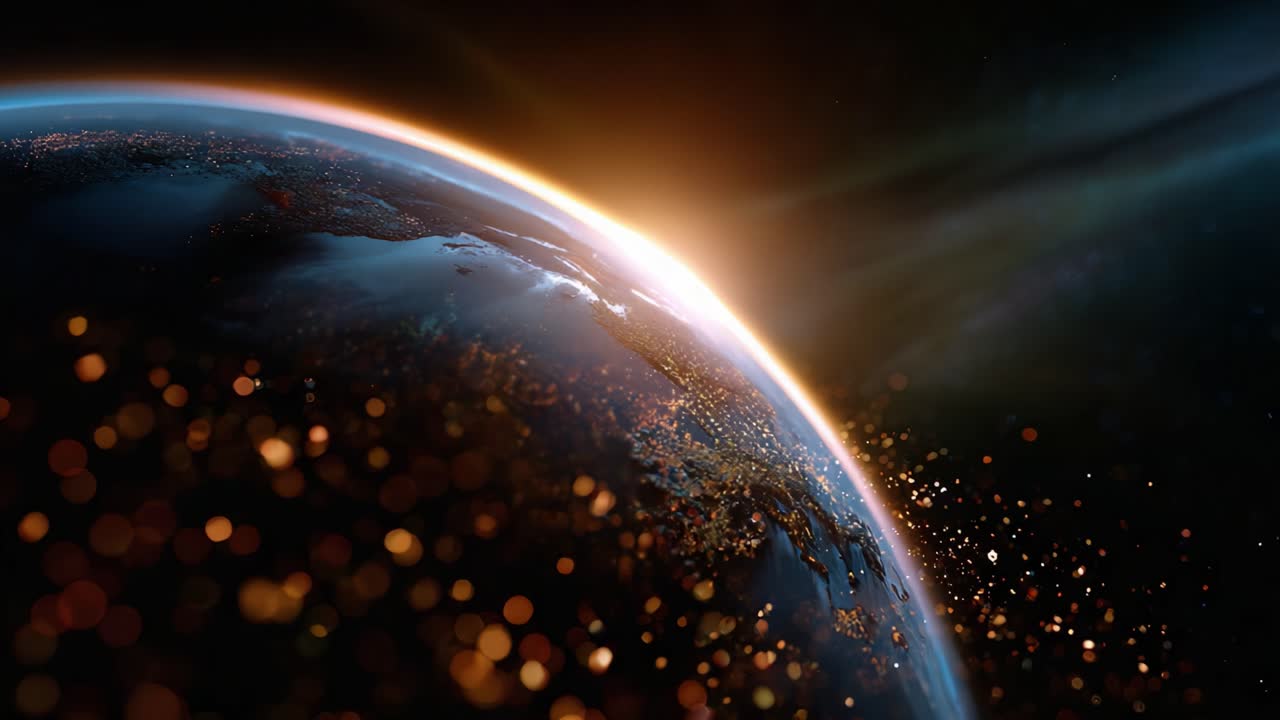 A Stunning Depiction of Earth At Dawn, Showcasing Vibrant Colors and ...