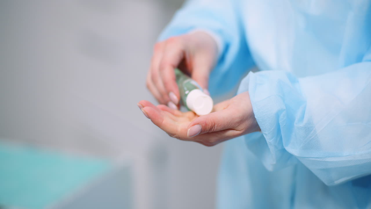 Free stock video - Surgical hand disinfection woman disinfecting hands ...
