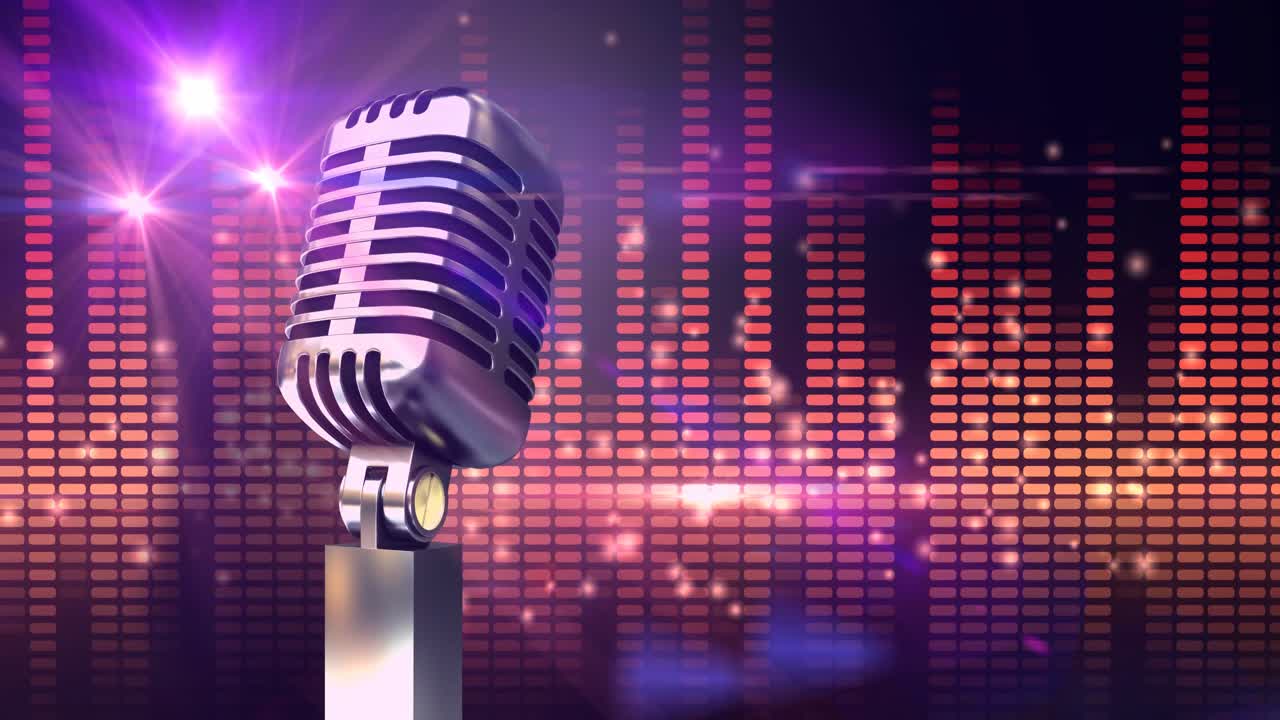 Premium stock video - Animation of retro microphone over colorful ...