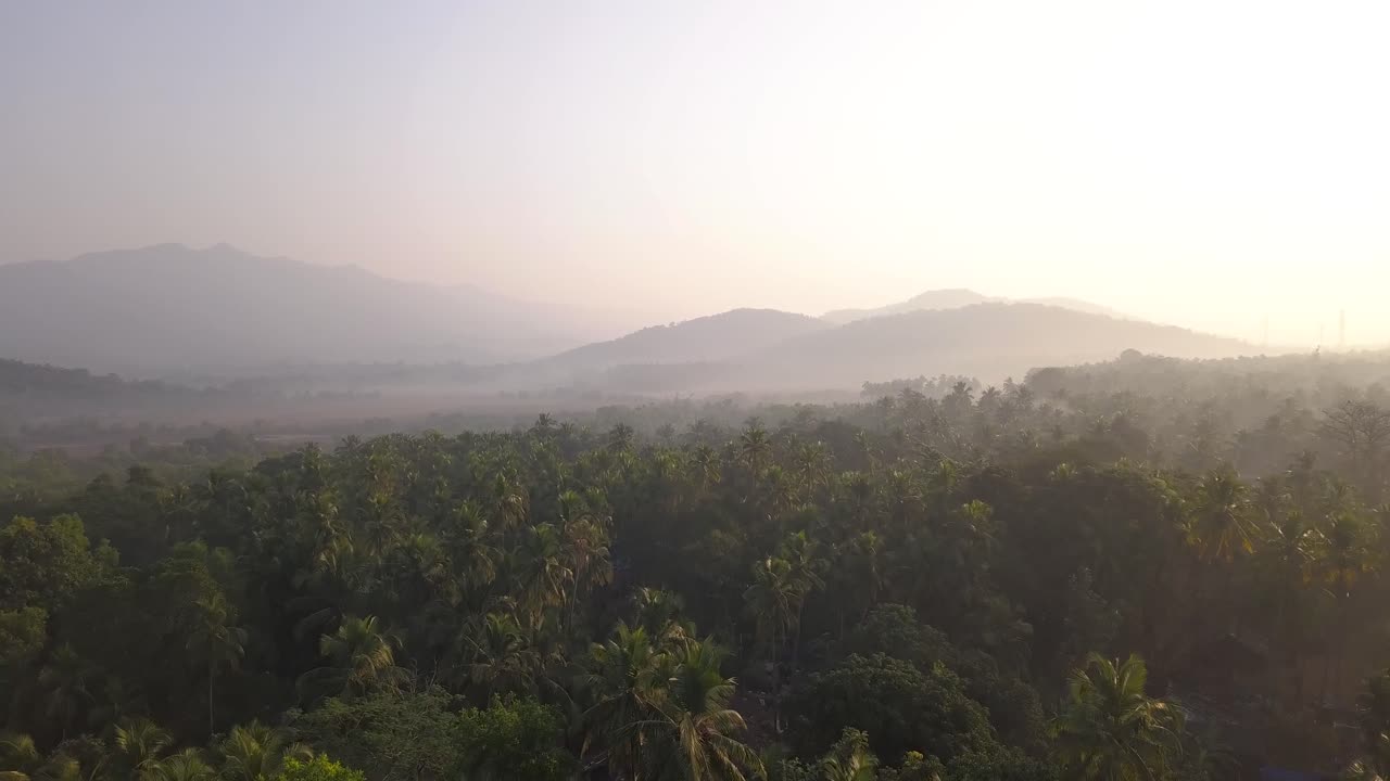 Greenery Woodland With Mountain Ranges In Background During Misty ...