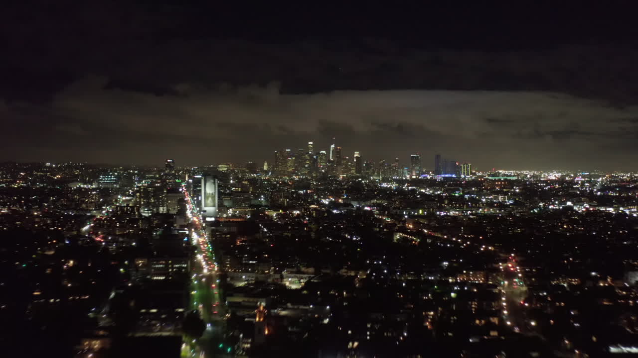 AERIAL HYPER LAPSE: Towards Downtown Los Angeles Only At Night With ...