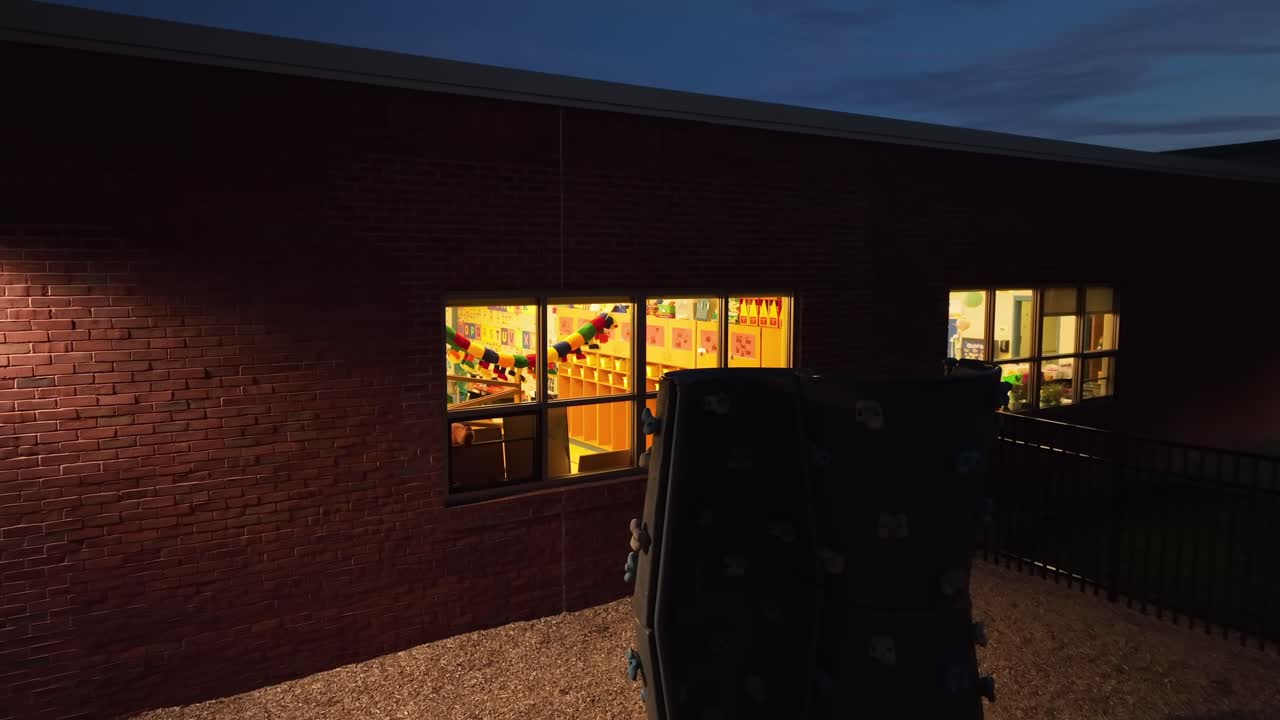 Premium stock video - Elementary school at night