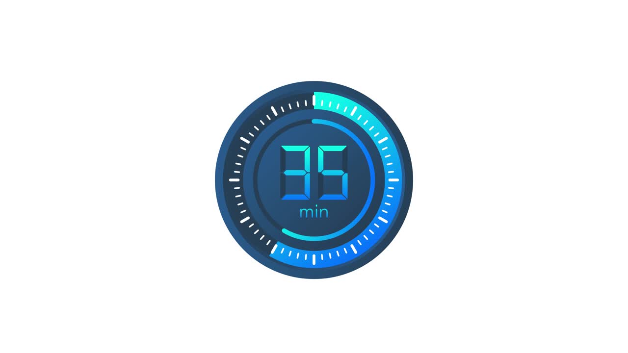 The 35 minutes timer. Stopwatch icon in flat style. Motion graphics ...