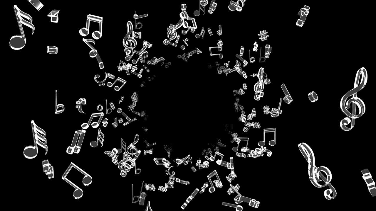 4K Music Notes Flying To Camera Alpha - Loop | Vidéo de stock Premium