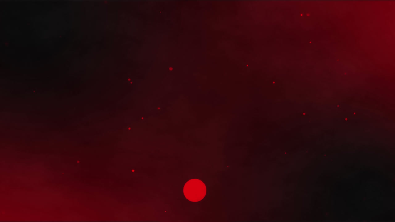 Animation of glowing red particles moving over dark red background ...