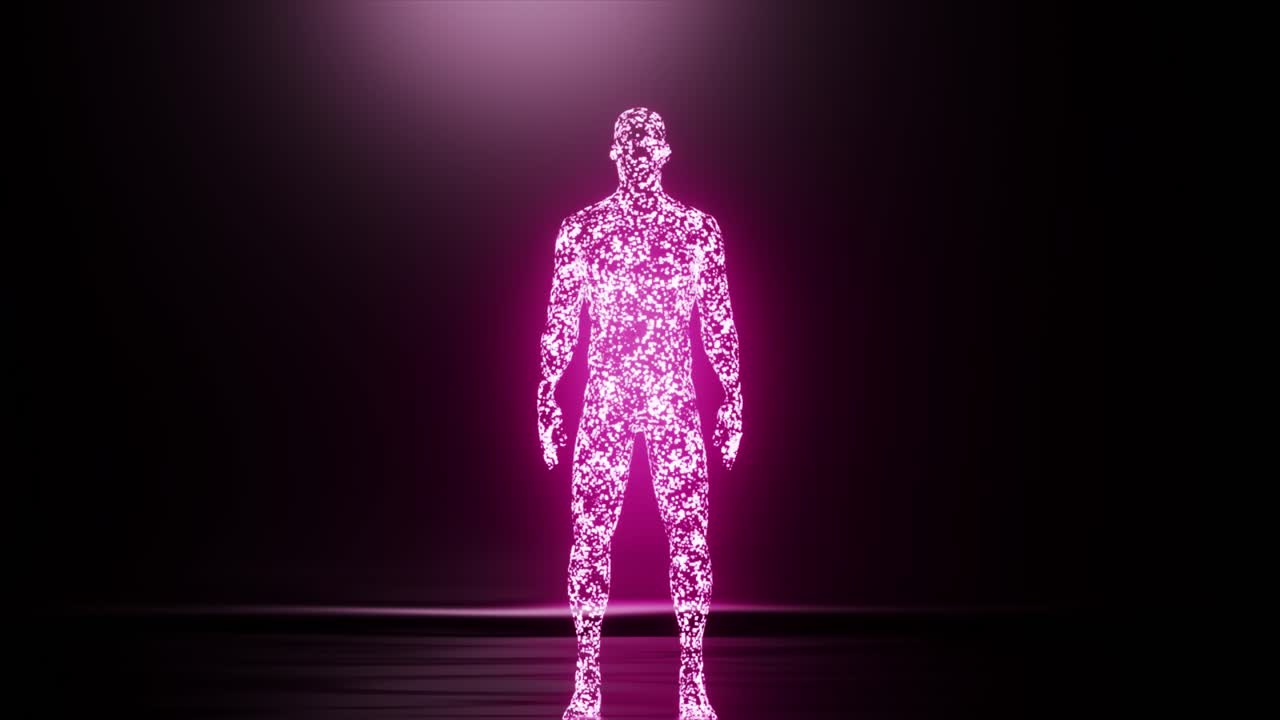 Digital art of a glowing human figure Premium Stock Video Footage