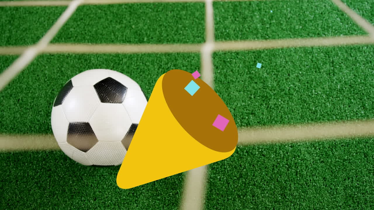 Animation of confetti corn over soccer ball | Premium Stock Video Footage