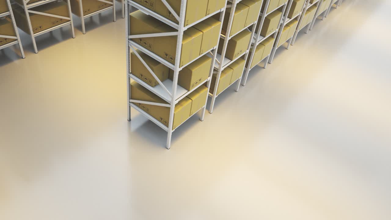 Animation With Warehouse Industry Autonomic Robots Carrying A Shelves ...