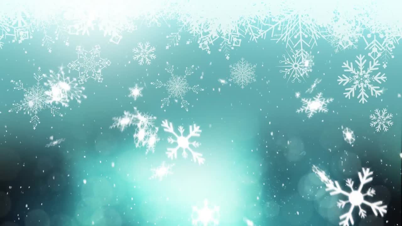 Premium stock video - Snow falling on blue background
