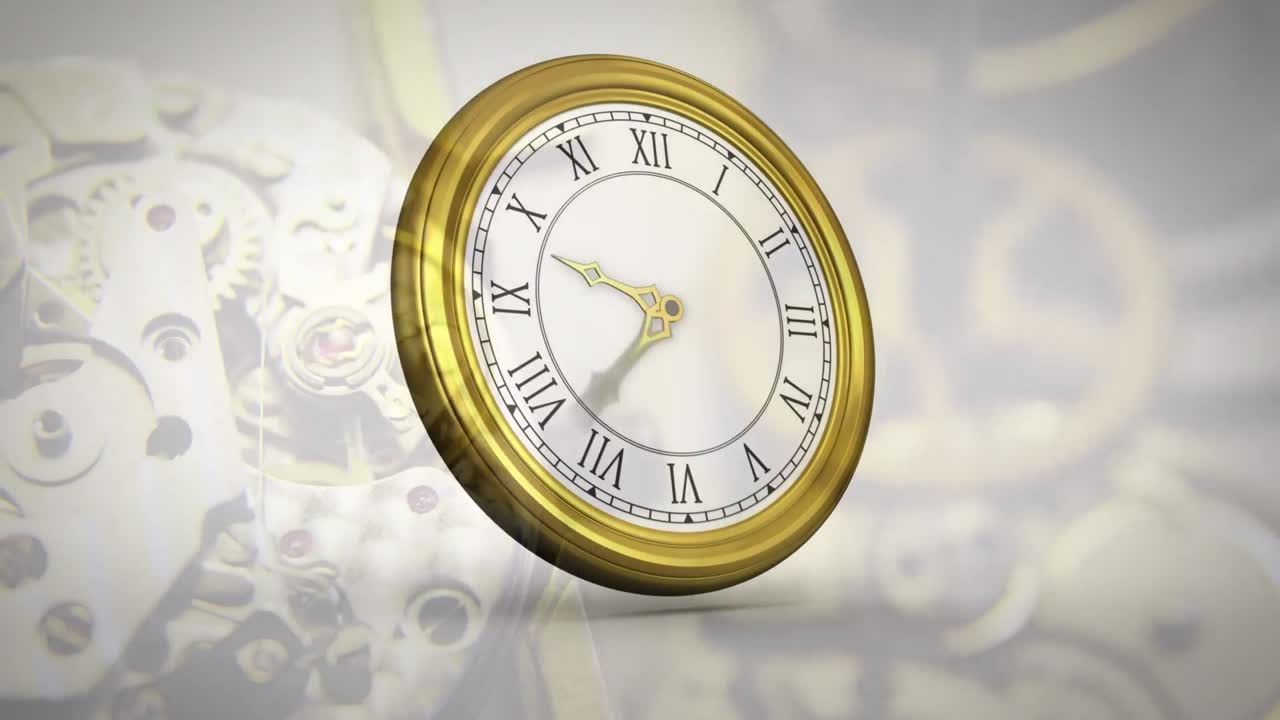 Animation Of Clock With Roman Numerals Moving Over Clock Mechanism Free ...