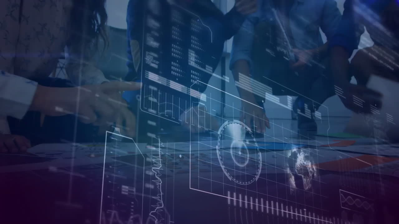 Data processing with busy office Premium Stock Video Footage