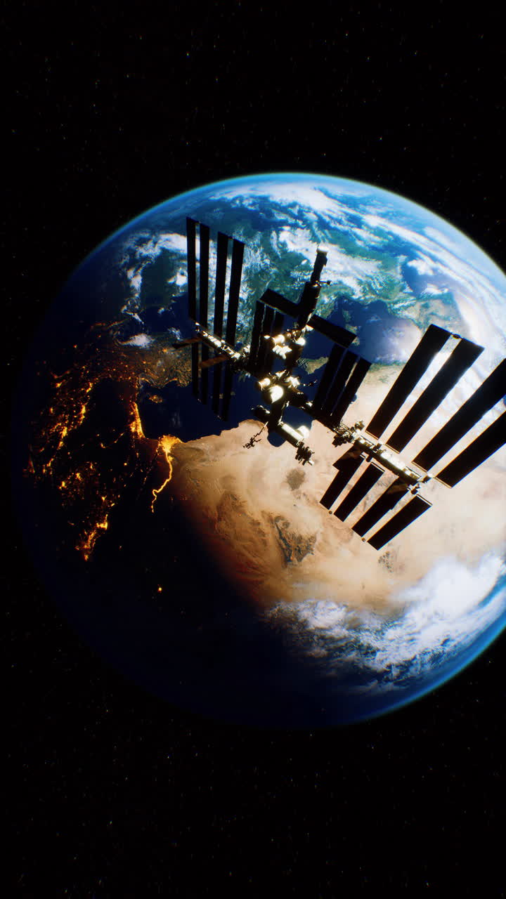 The international space station (iss) orbits earth | Premium Stock ...
