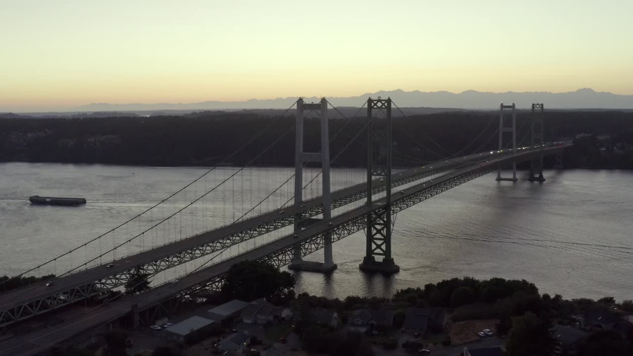 Twin Bridges Spanning The Tacoma Narrows Strait Of Puget Sound In ...