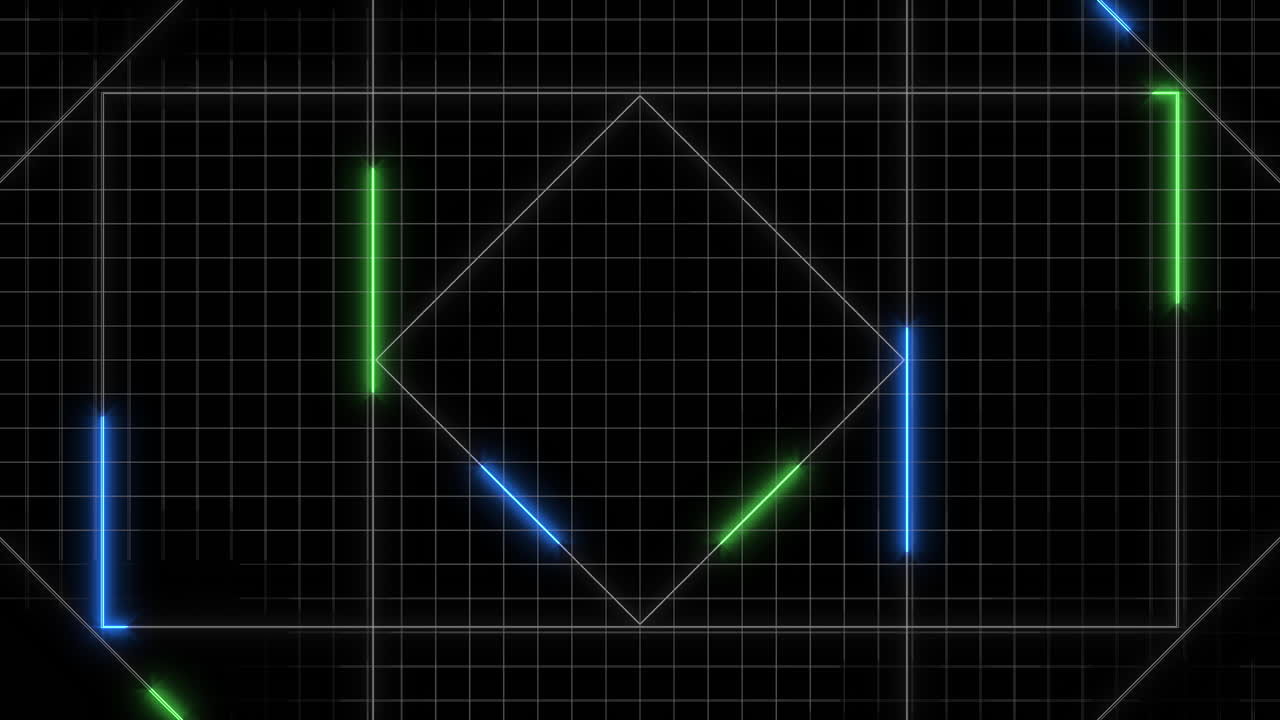 Digital Computer Screen With Neon Led Lines And Grid Free Stock Video Footage Download Clips