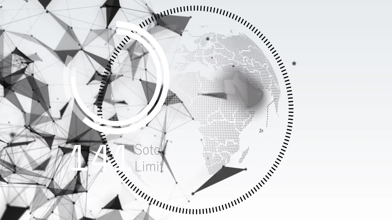 Premium stock video - Animation of data processing over spinning globe and plexus networks ...