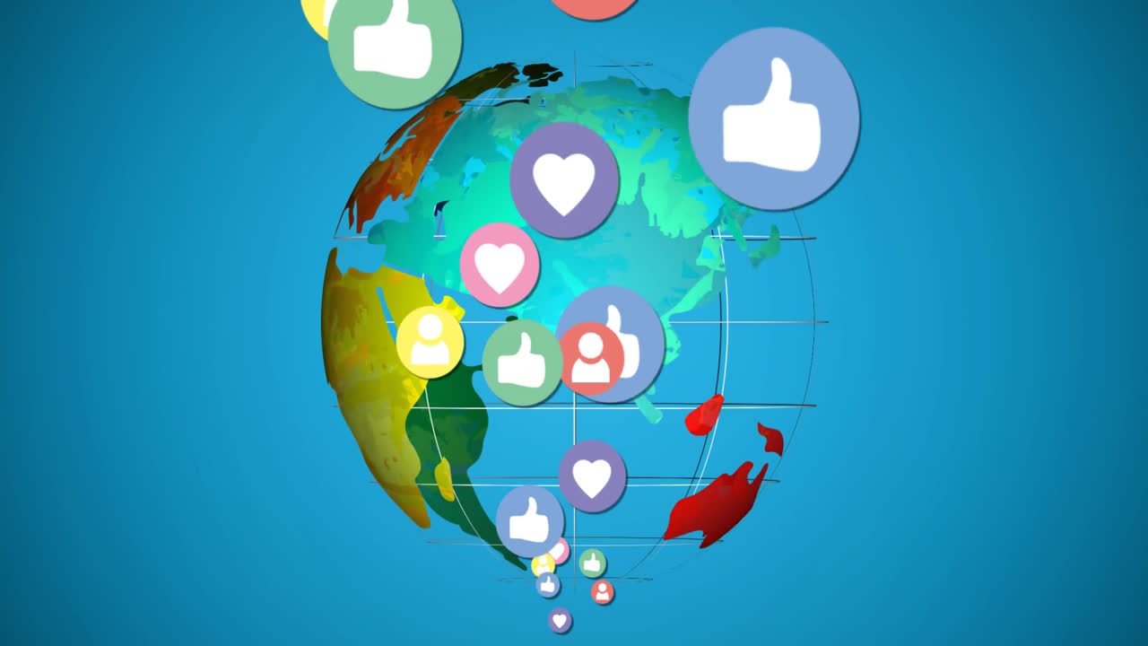 Moving Social Media Icons With A Globe 4k Free Stock Video Footage ...