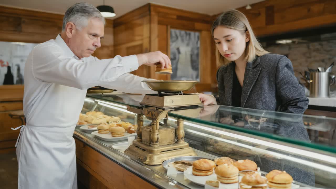 Bakery Scene with Chef and Customer | freepik
