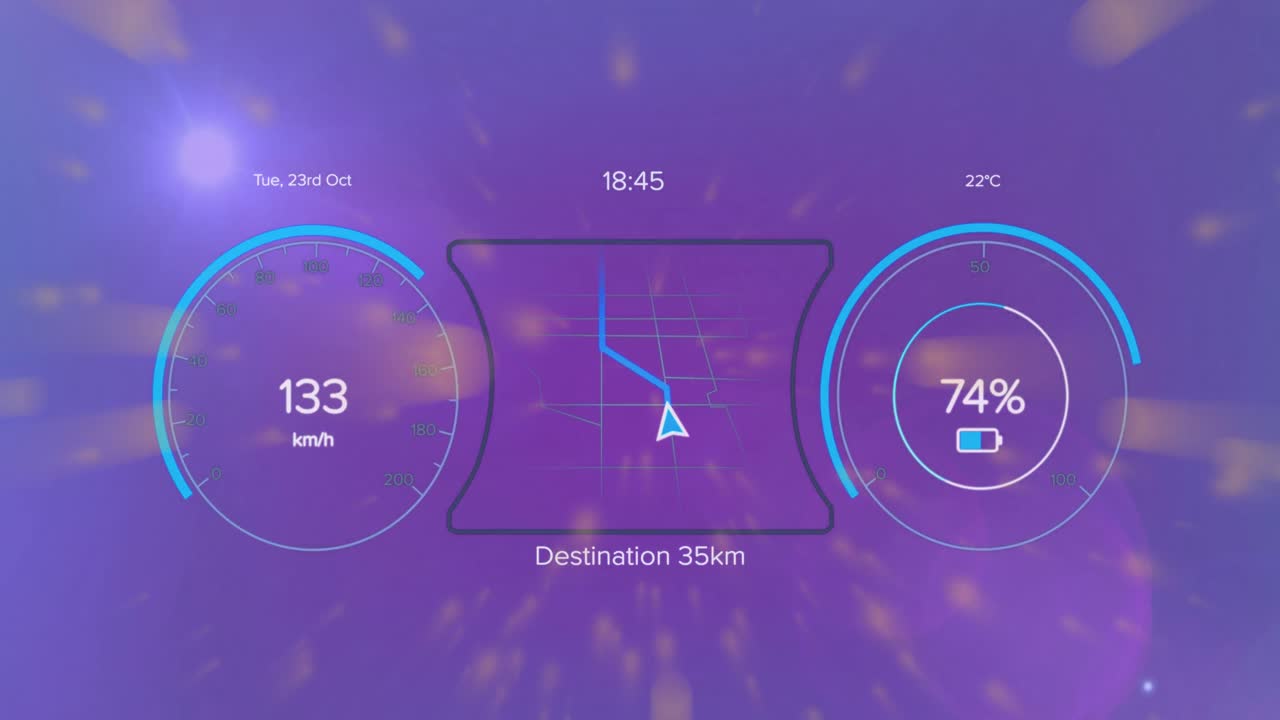 Animation Of Numbers In Speedometer, Map Texture, Arrow And Loading ...