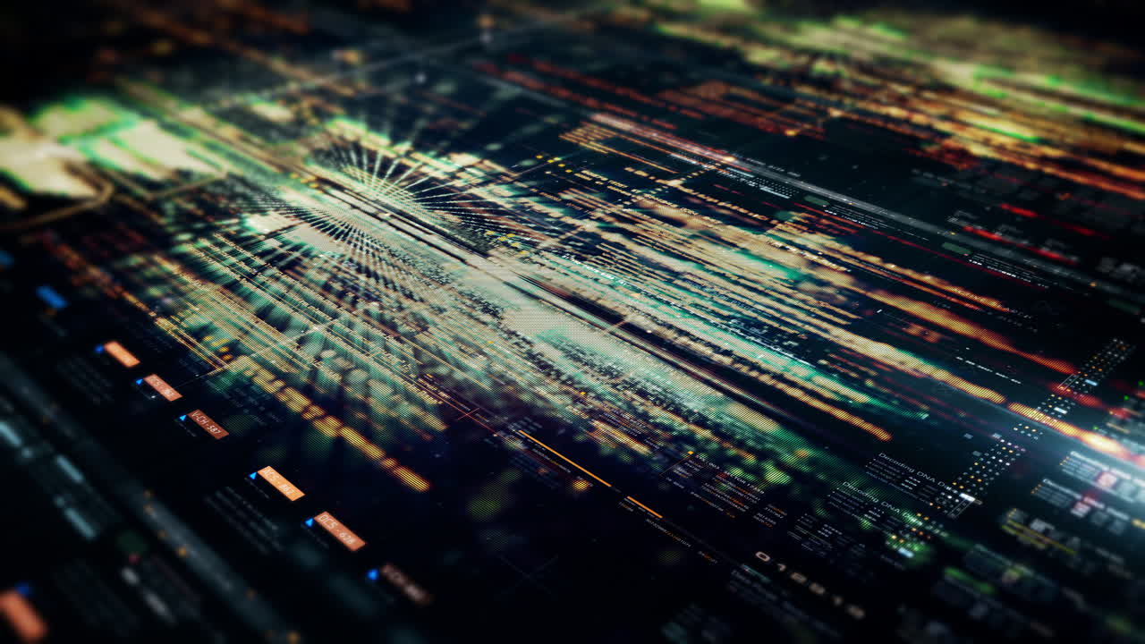 Premium stock video - Futuristic abstract de-focus data matrix, meta ...