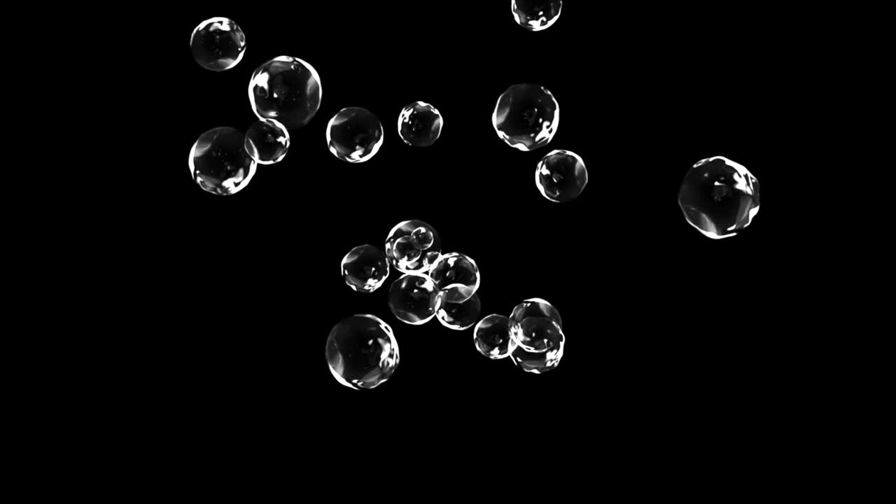 Soap bubbles isolated on black background, seamless loop 4k 3d render ...