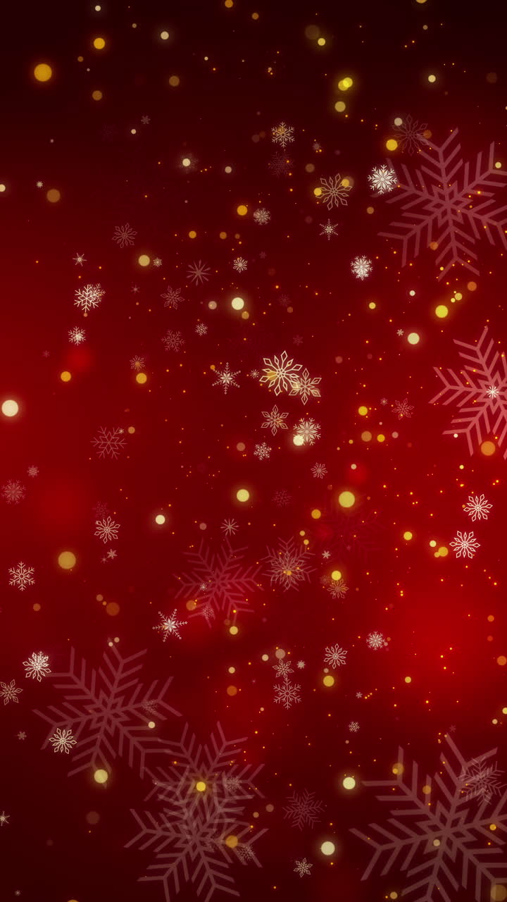 Christmas snowy winter red background. Gold falling snowflakes ...