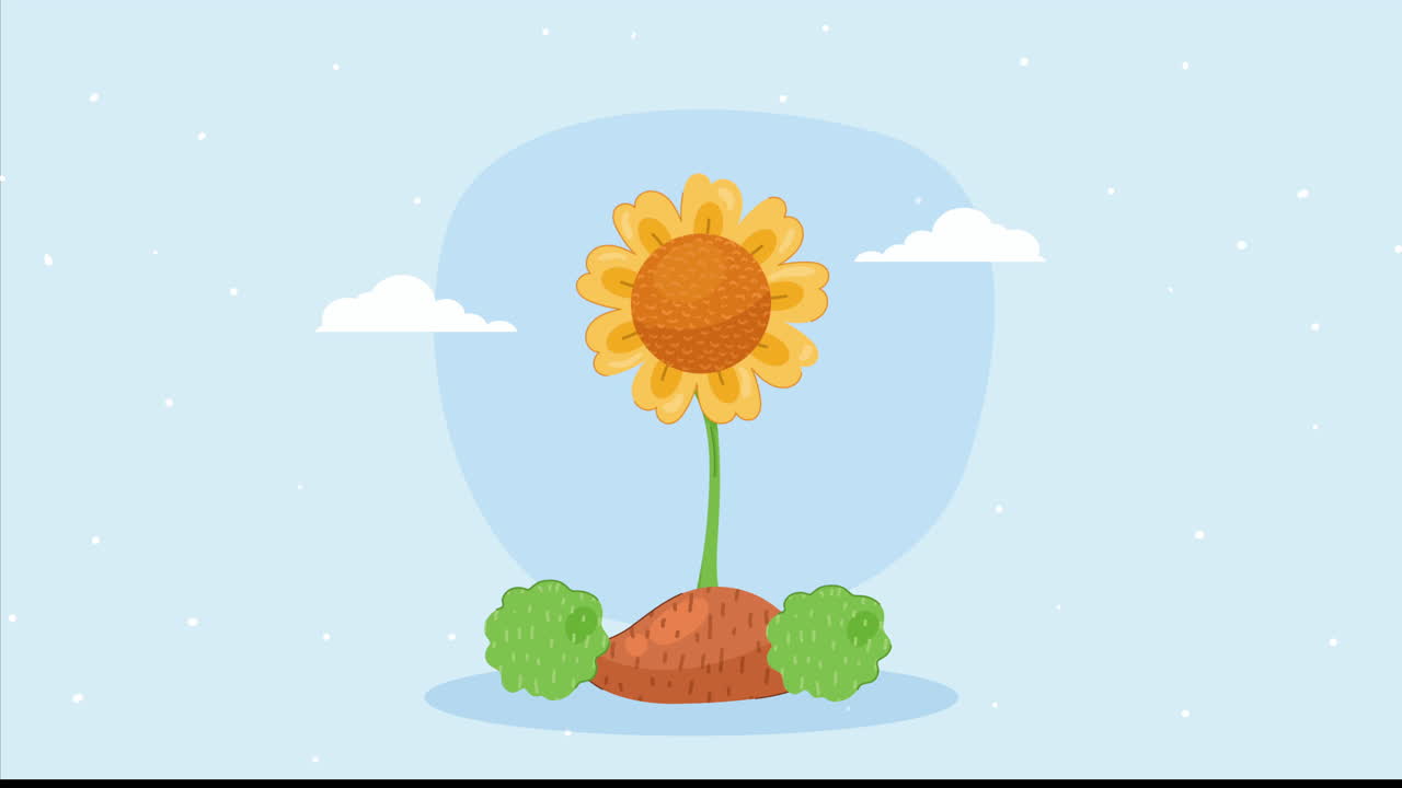 Sunflower garden nature plant animation | Premium Stock Video Footage