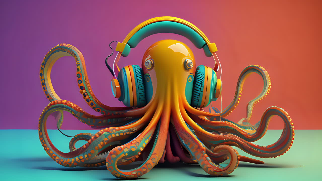 Ai generated disco octopus Premium Stock Video Footage