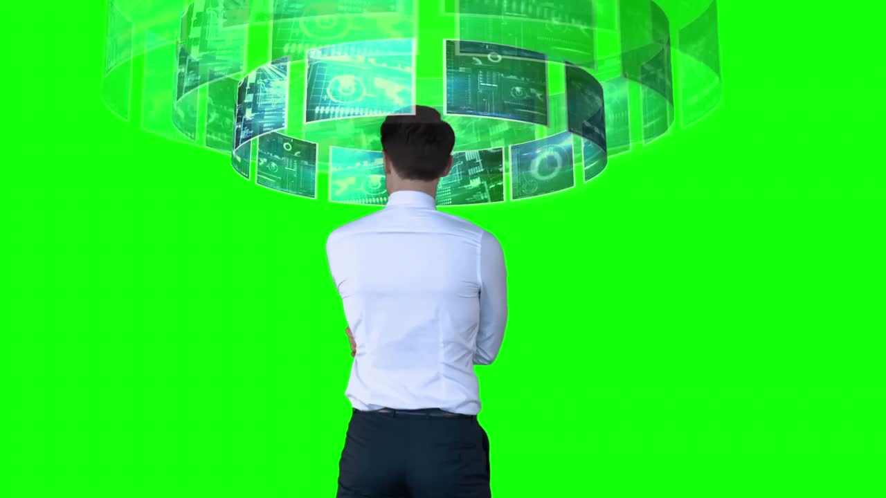 Businessman processing revolving interface | Premium Stock Video Footage