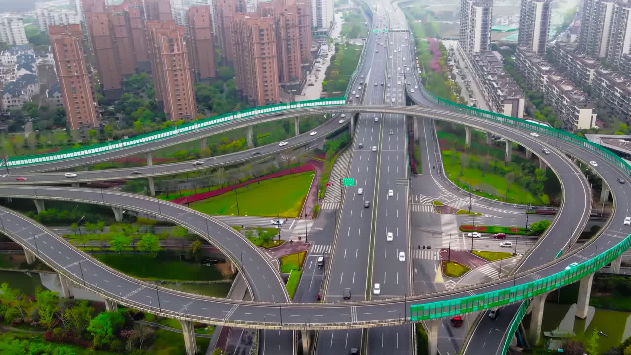 Premium stock video - Aerial view of road junction with moving cars ...