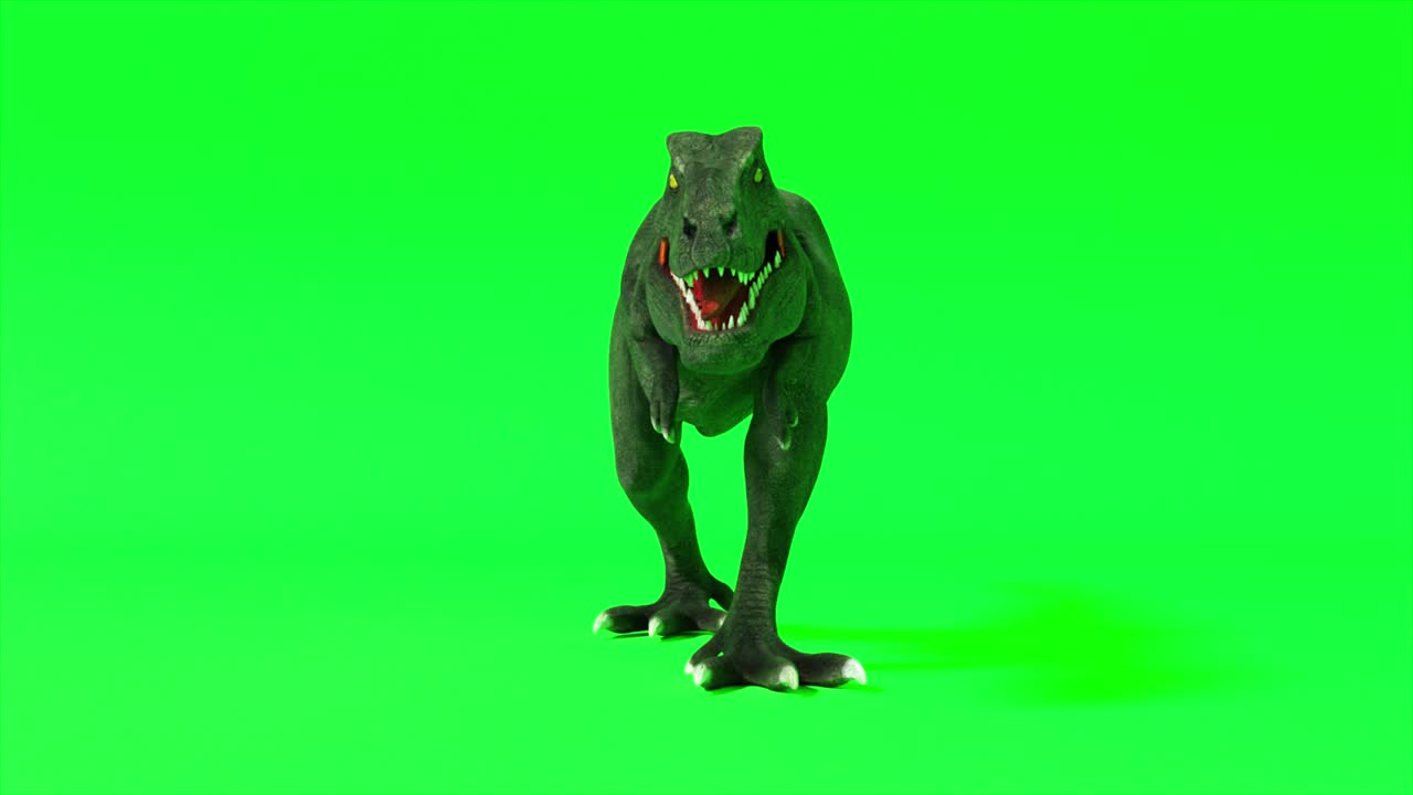 Tyrannosaurus rex running - green screen Premium Stock Video Footage