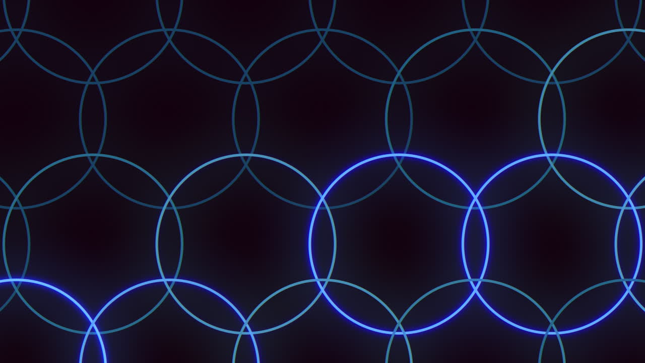 Pulse Neon Blue Circles Pattern In Rows On Black Gradient Free Stock Video Footage Download Clips