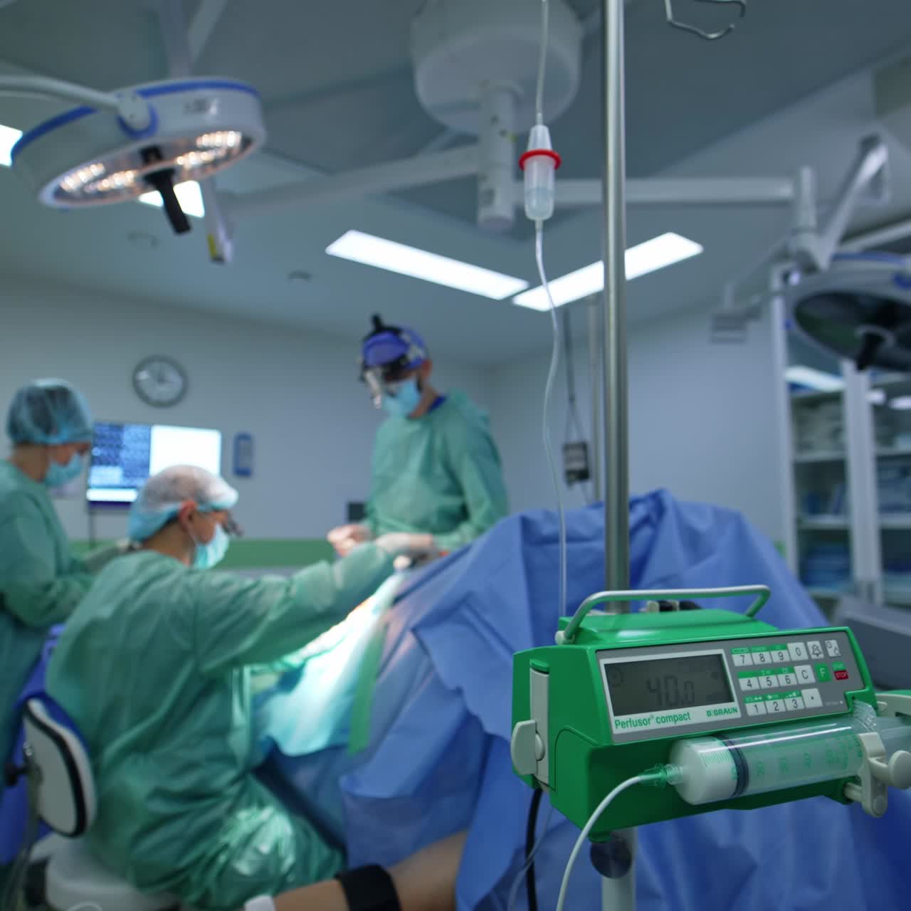 Surgical equipment for modern operations. Drop counter and perfusor on ...