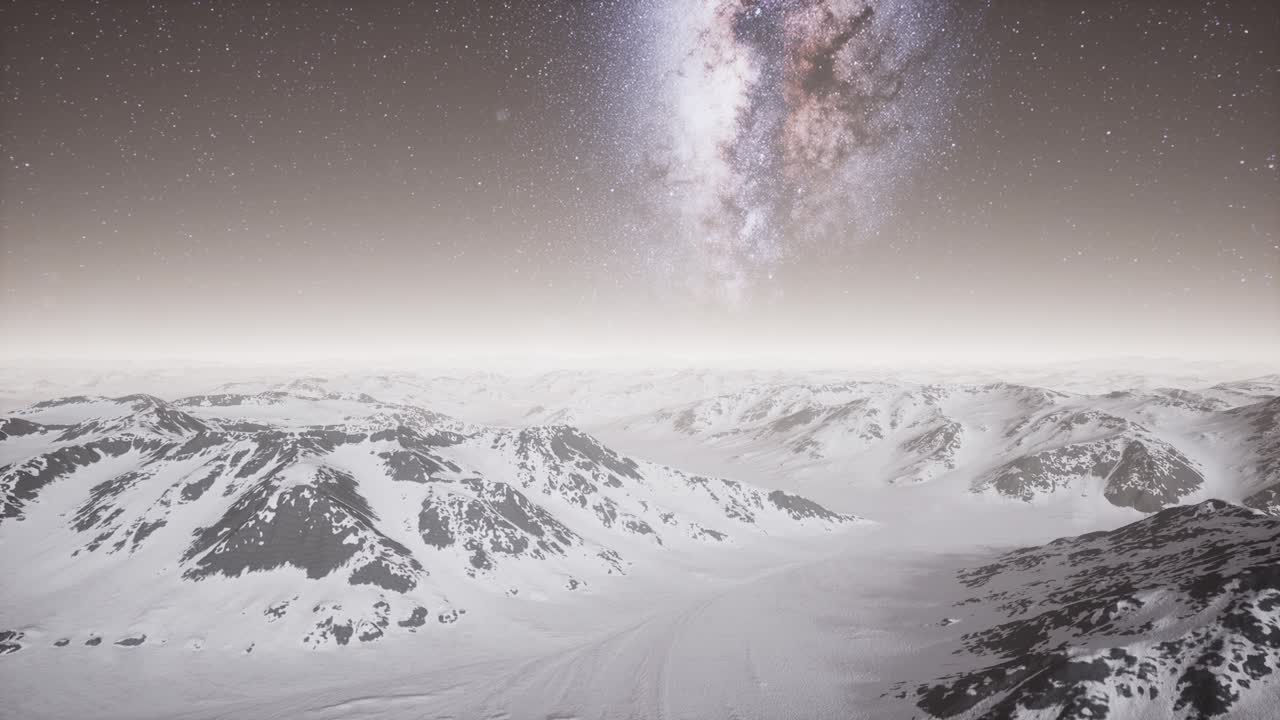 Milky Way above Snow Covered Terrain | Premium Stock Video Footage