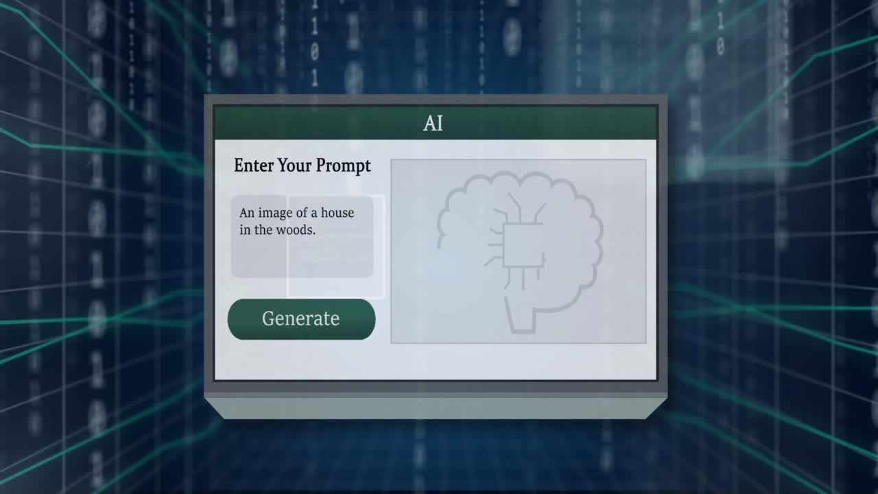 Premium Stock Video Animation Of Ai Text And Binary Coding Data