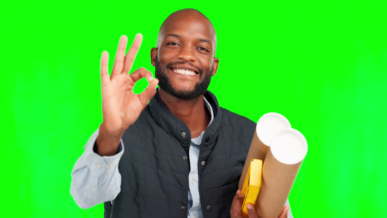 Premium stock video - Black man, architect and green screen