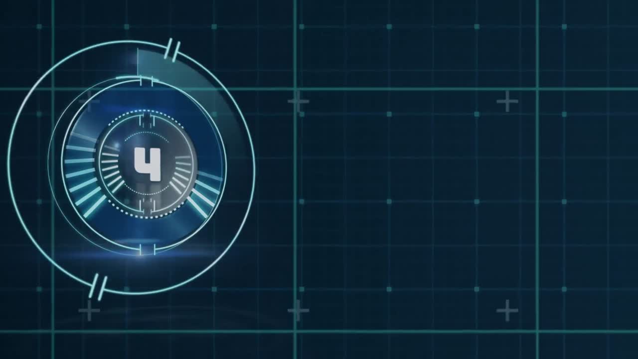 Animation Of Scope Scanning With Countdown Over Grid Free Stock Video Footage Download Clips