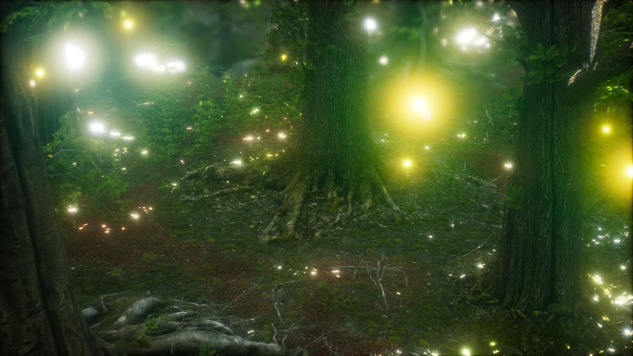 Firefly flying in the forest Premium Stock Video Footage