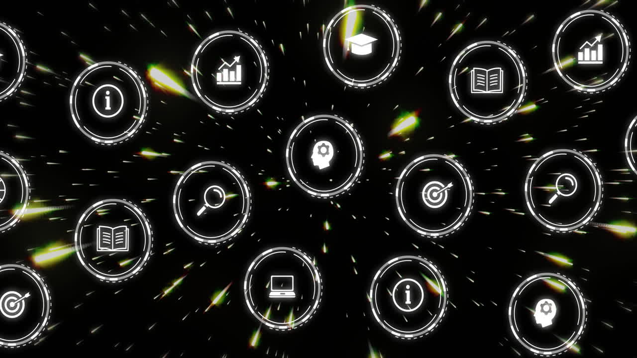 Animation of network of digital icons over dark background | Premium ...