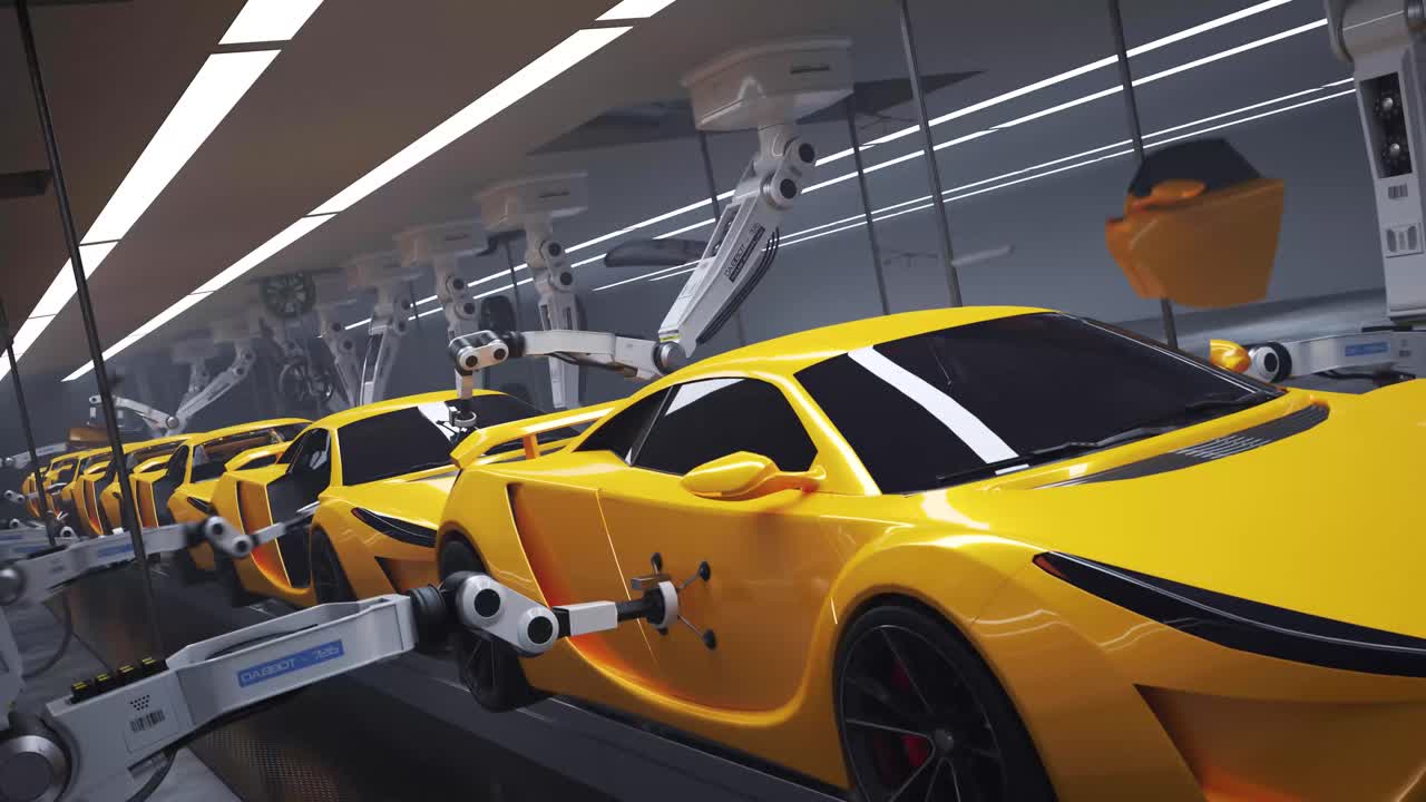 Premium stock video - Modern, automated car factory manufacturing ...