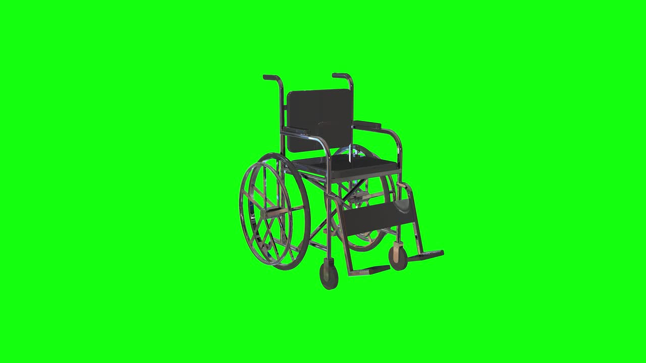 Premium stock video - 8 animations black wheelchair green screen