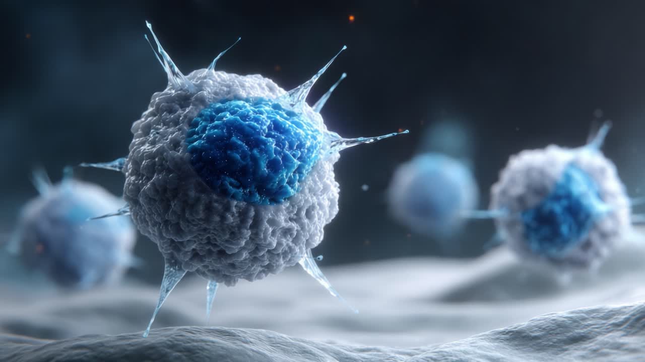 A Detailed View of Microscopic Cells with Distinct Blue Nuclei and ...