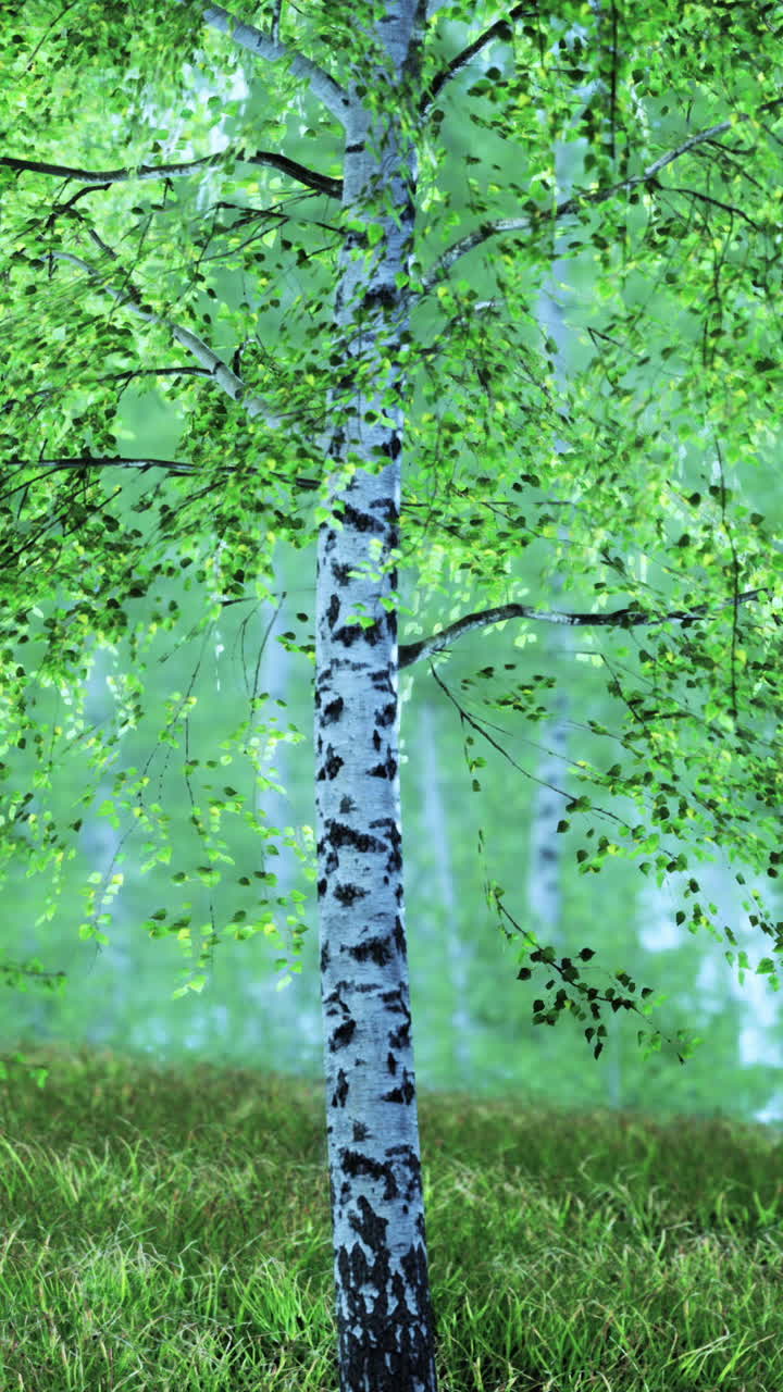 A tall birch tree in a forest Premium Stock Video Footage