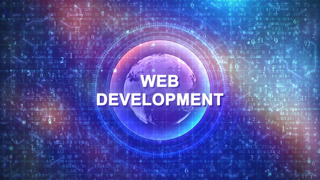 Web Development on Futuristic Cyberspace Background with HUD, Numbers ...