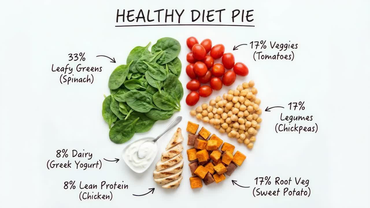 Healthy Diet Pie Chart | Premium Stock Video Footage